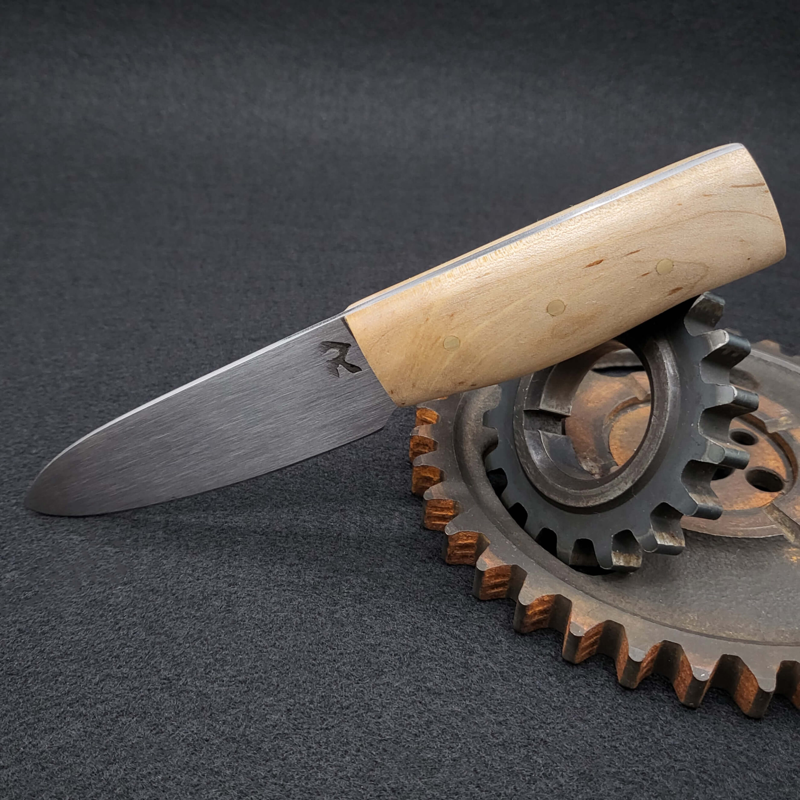 Handmade Paring Knife with Curly Maple Handle - Rusty Dragon Forge