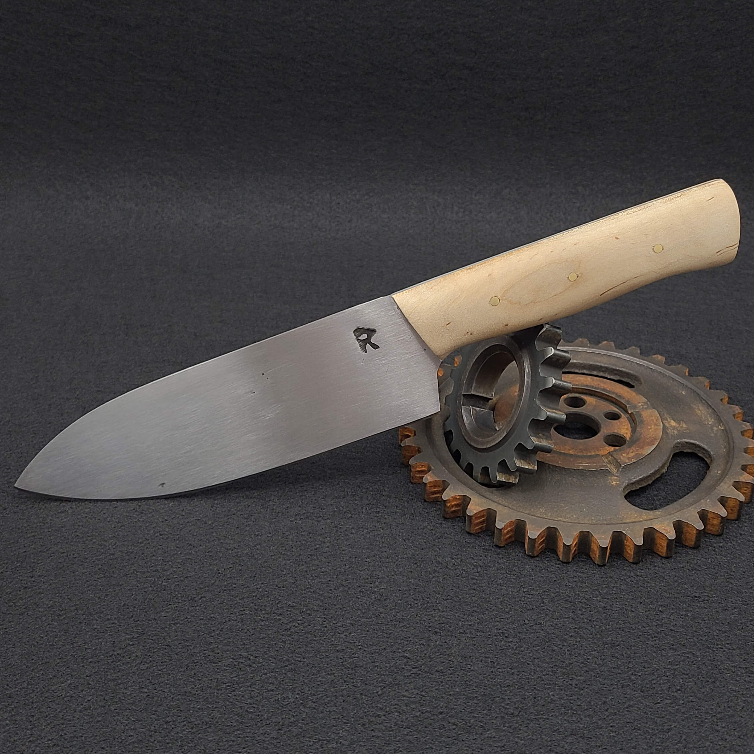 Premium Handcrafted Chef Knife with Curly Maple Handle - Rusty Dragon Forge