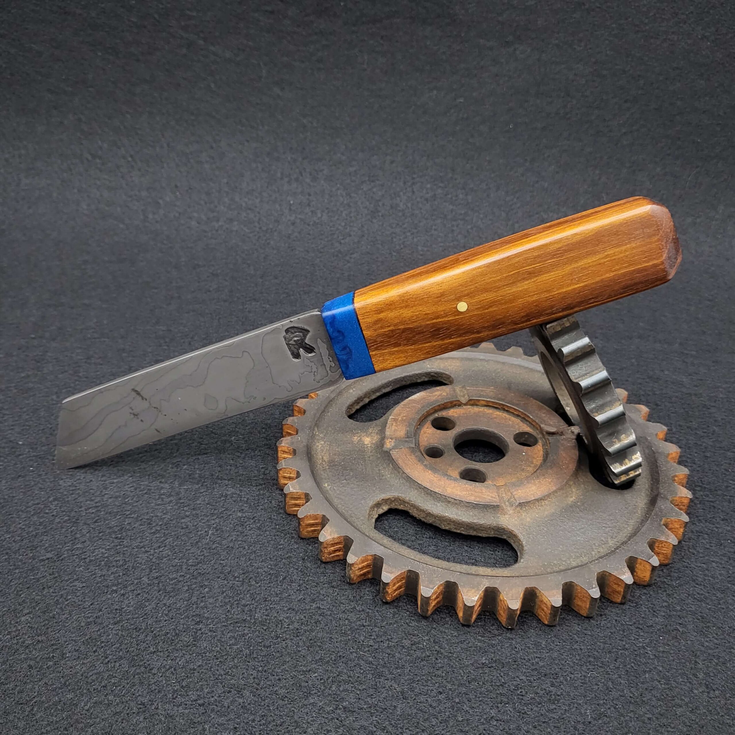 Damascus Box Cutter - Fixed Blade - Rusty Dragon Forge