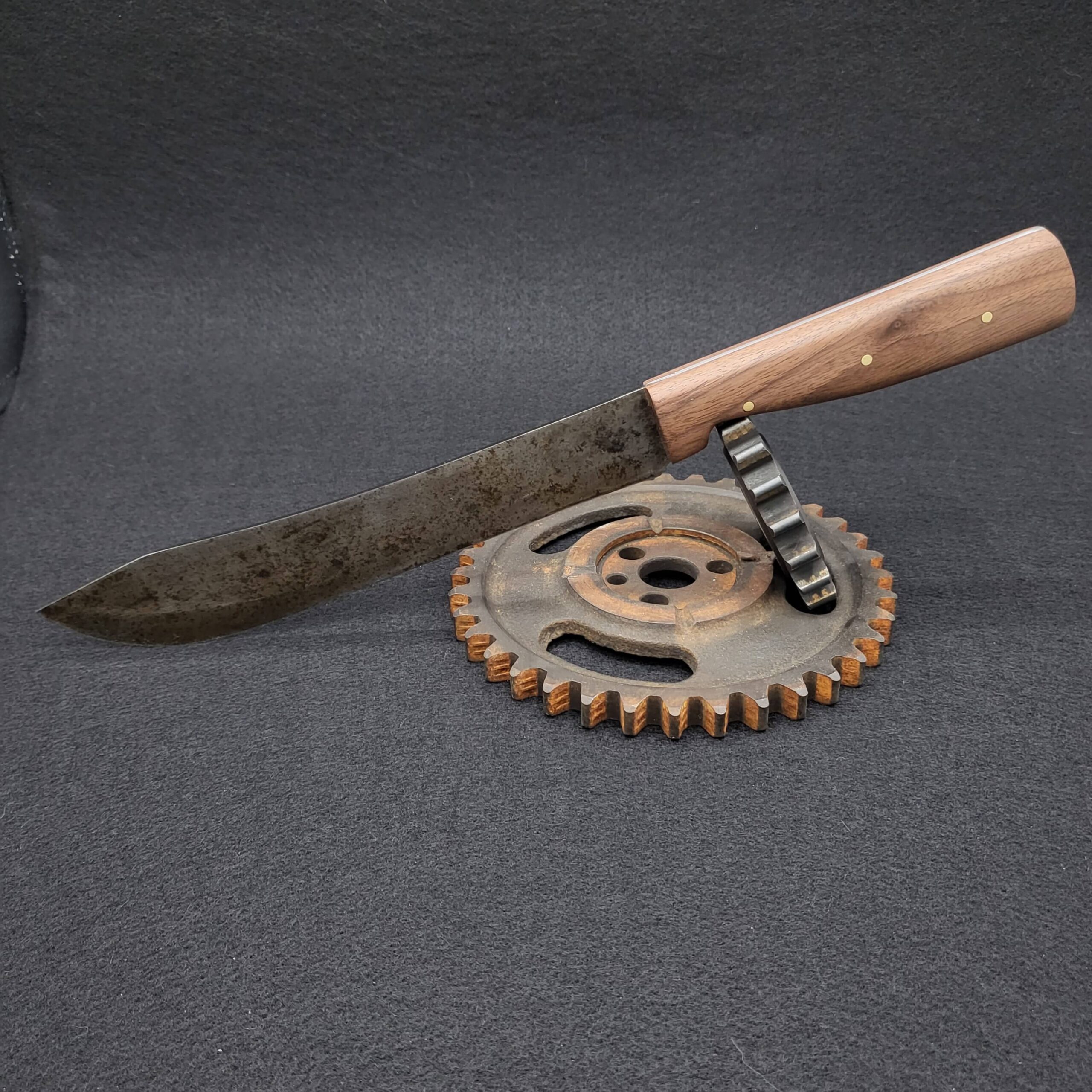 Large Butcher Knife - Vintage Walnut - Rusty Dragon Forge