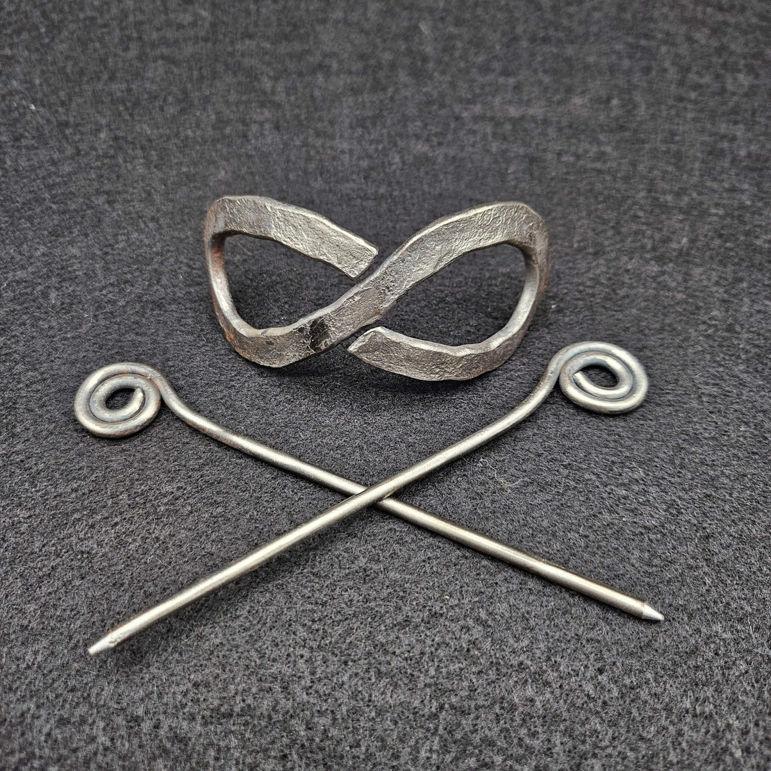 Hand-Forged Infinity Hair Holder with Spiral Pins – Rustic Elegance for ...