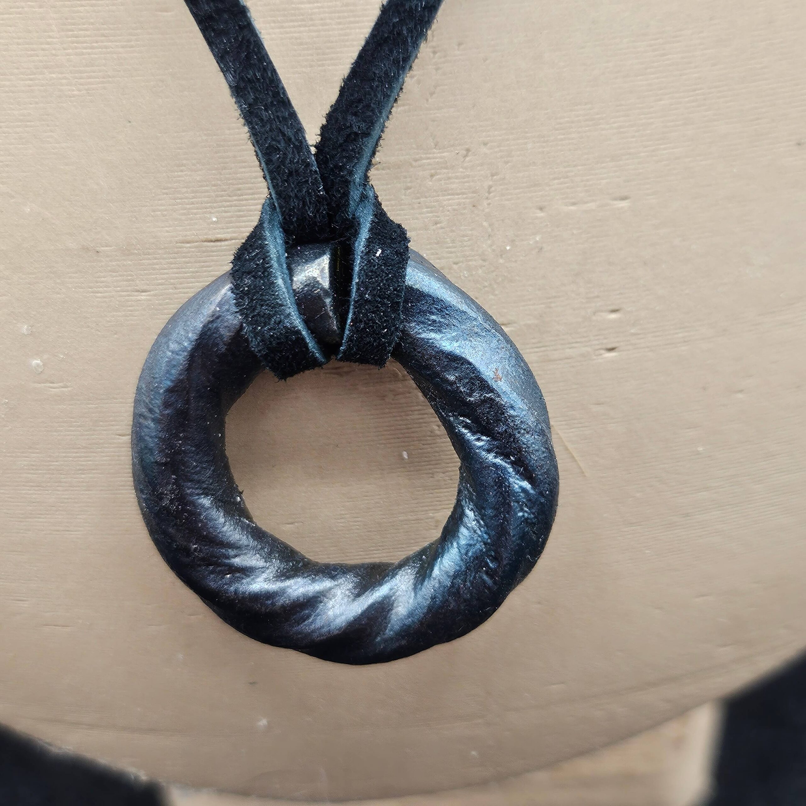 Hand-Forged Twisted Steel Circle Pendant - Rusty Dragon Forge